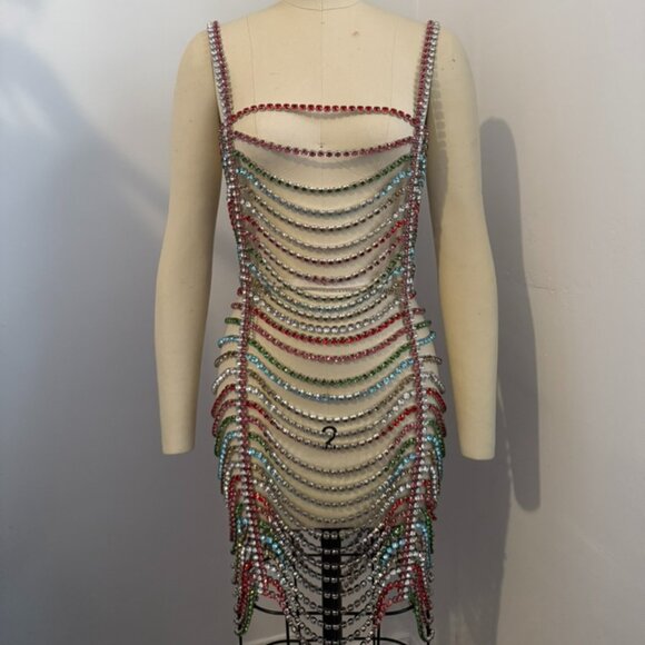 AREA | Dresses | Area Rainbow Crystal Dress Nwot Size Xs24 | Poshmark